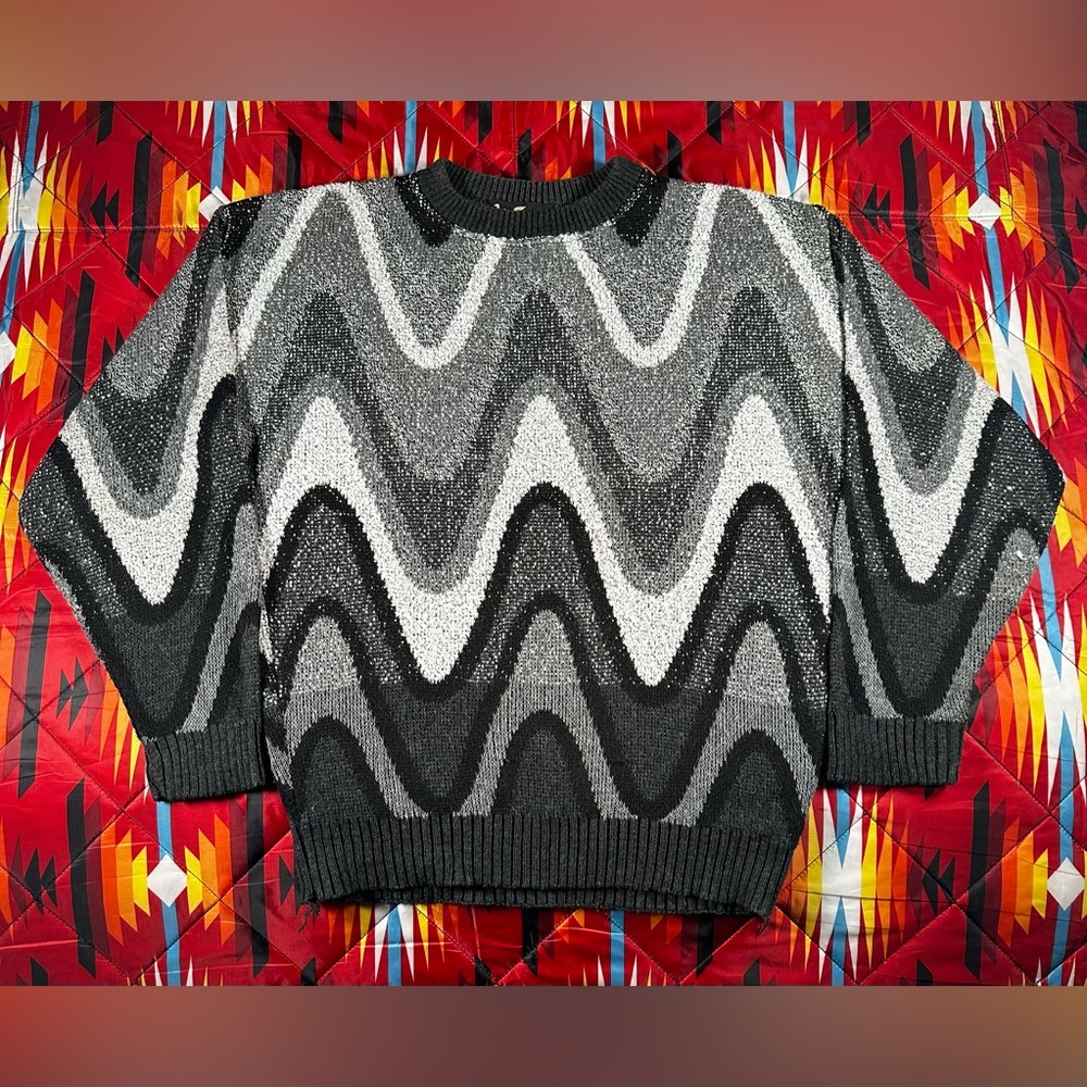 Vintage Alan Stuart Sweater Men Med Fade 90s Knit Usa… - Gem